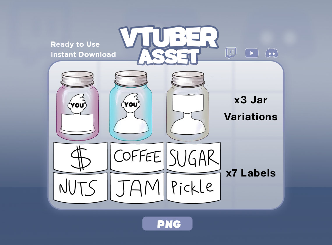 Vtuber PNG Tuber Asset Jar Multiple Variations Jars - Etsy UK