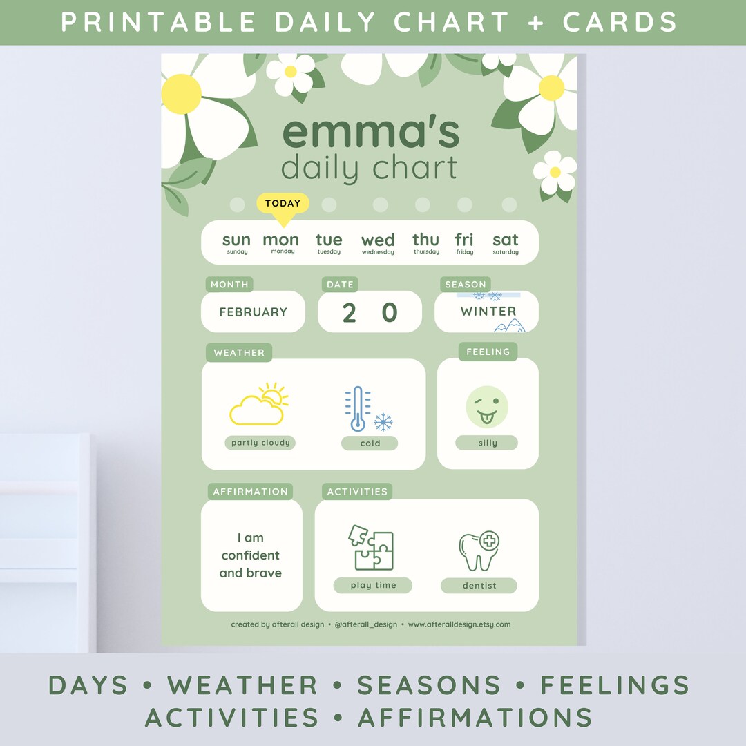 Little Daily Chart + Cards, Toddler Morning Routine Board, Preschool ...