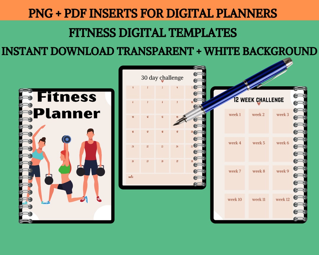 Fitness Planner, Self Care Digital Planner, 30 Day Workout Planner, 12 ...