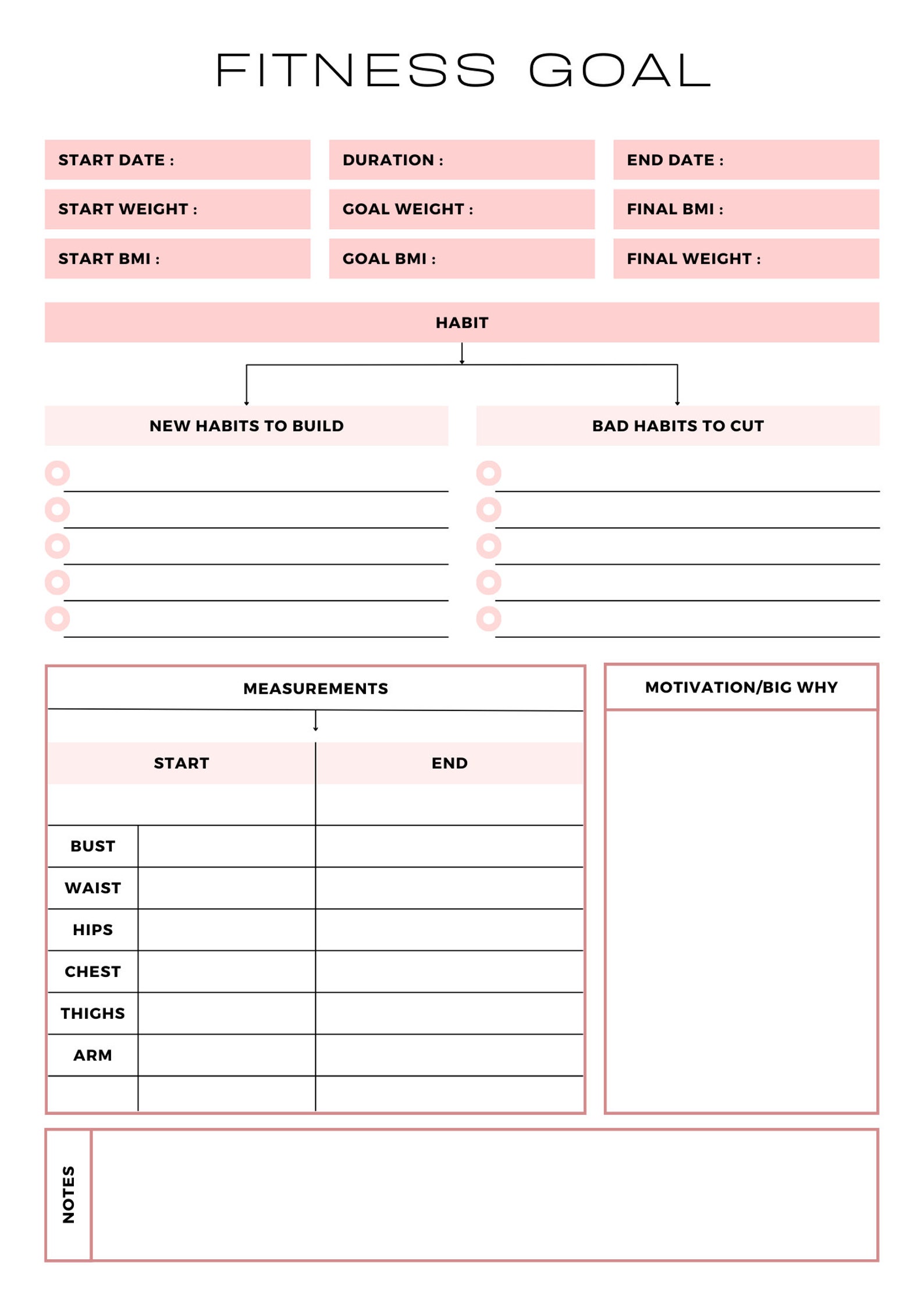 Fitness Goal Planner, Health Progress Tracker, Digital Goodnotes ...