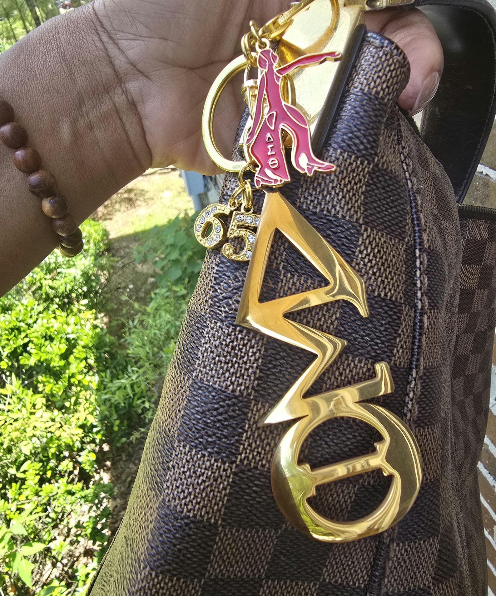 Large Delta Sigma Theta Handbag Charm/key Ring - Gold Delta Sigma Theta ...