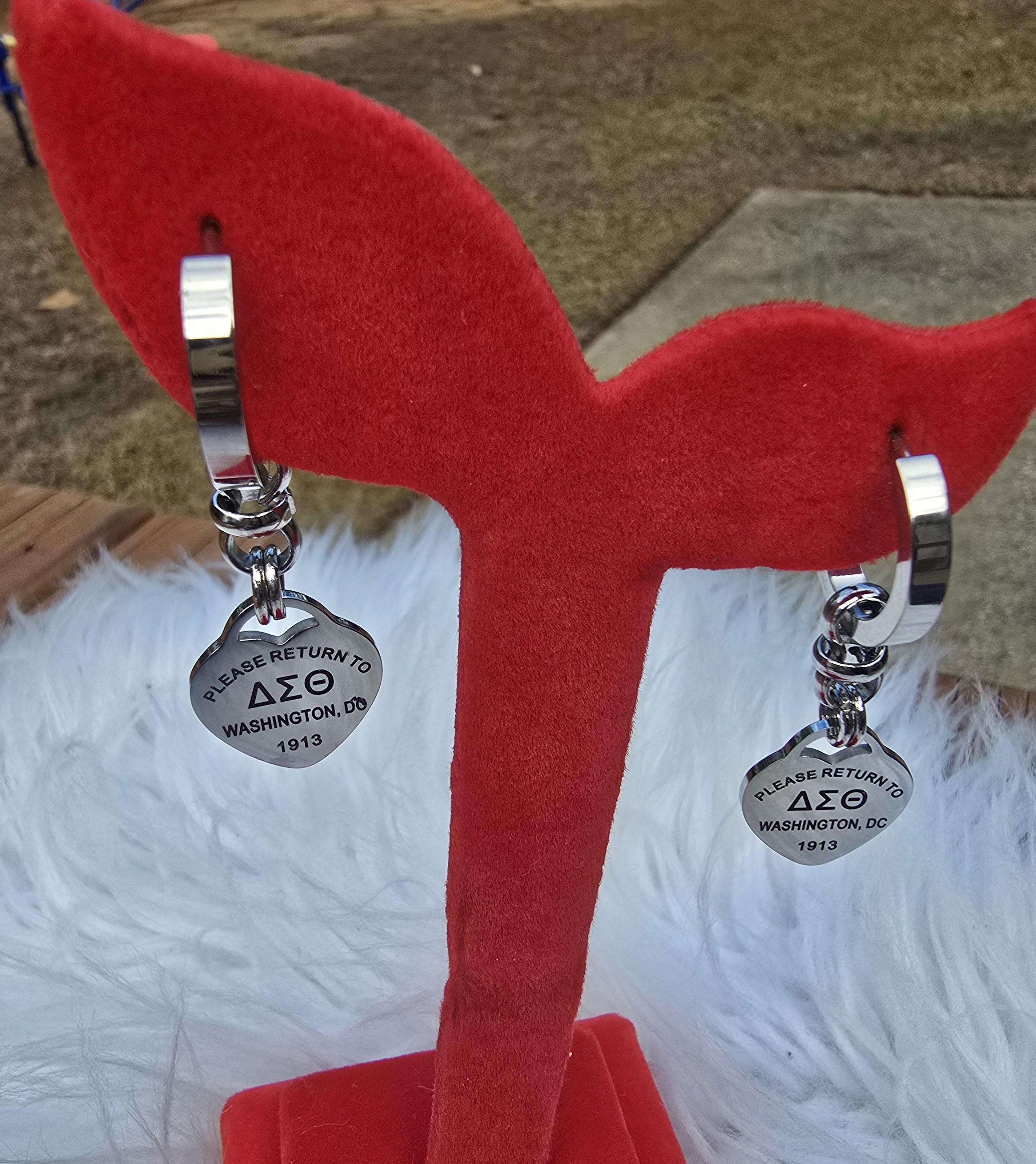 Delta Dangling Hoop Earrings - DST Earrings - Delta Sigma Theta ...