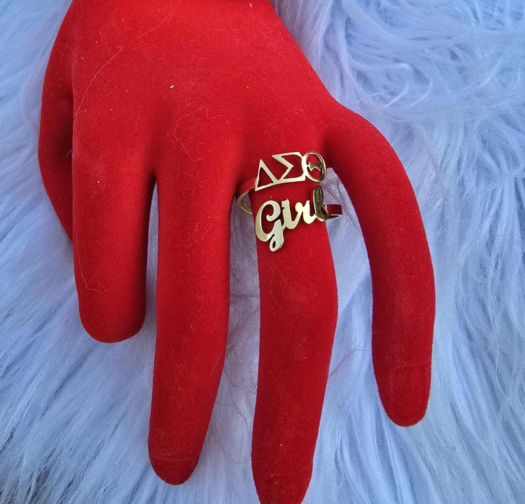 DST Greek Letter Adjustable Ring - DST Ring - Delta Ring - Sorority ...