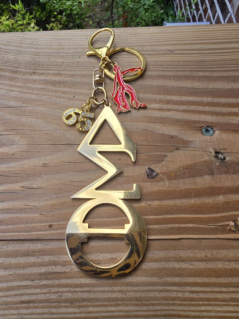 Large Delta Sigma Theta Handbag Charm/key Ring - Gold Delta Sigma Theta ...