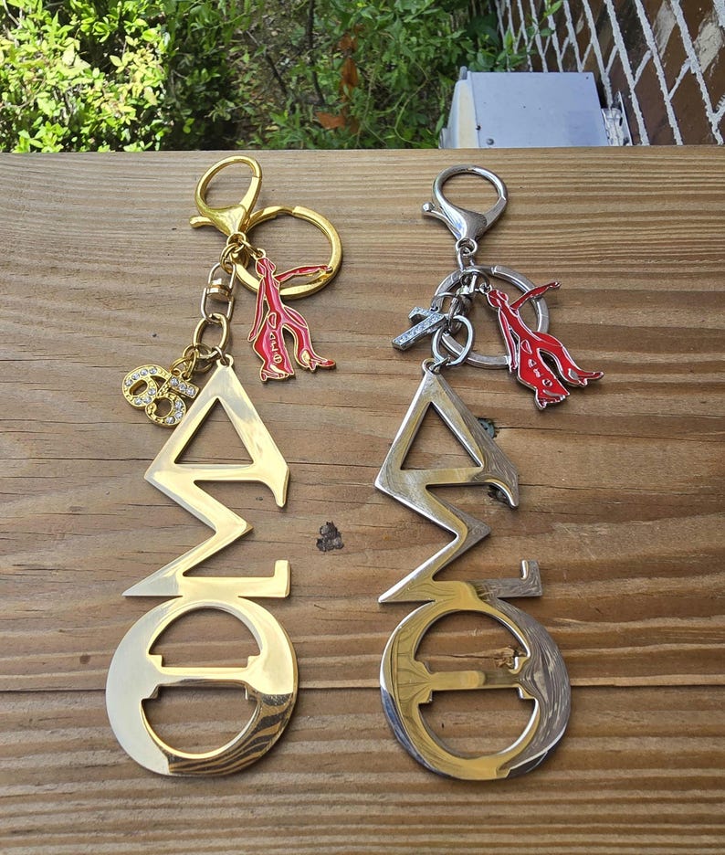 Large Delta Sigma Theta Handbag Charm/key Ring - Gold Delta Sigma Theta ...