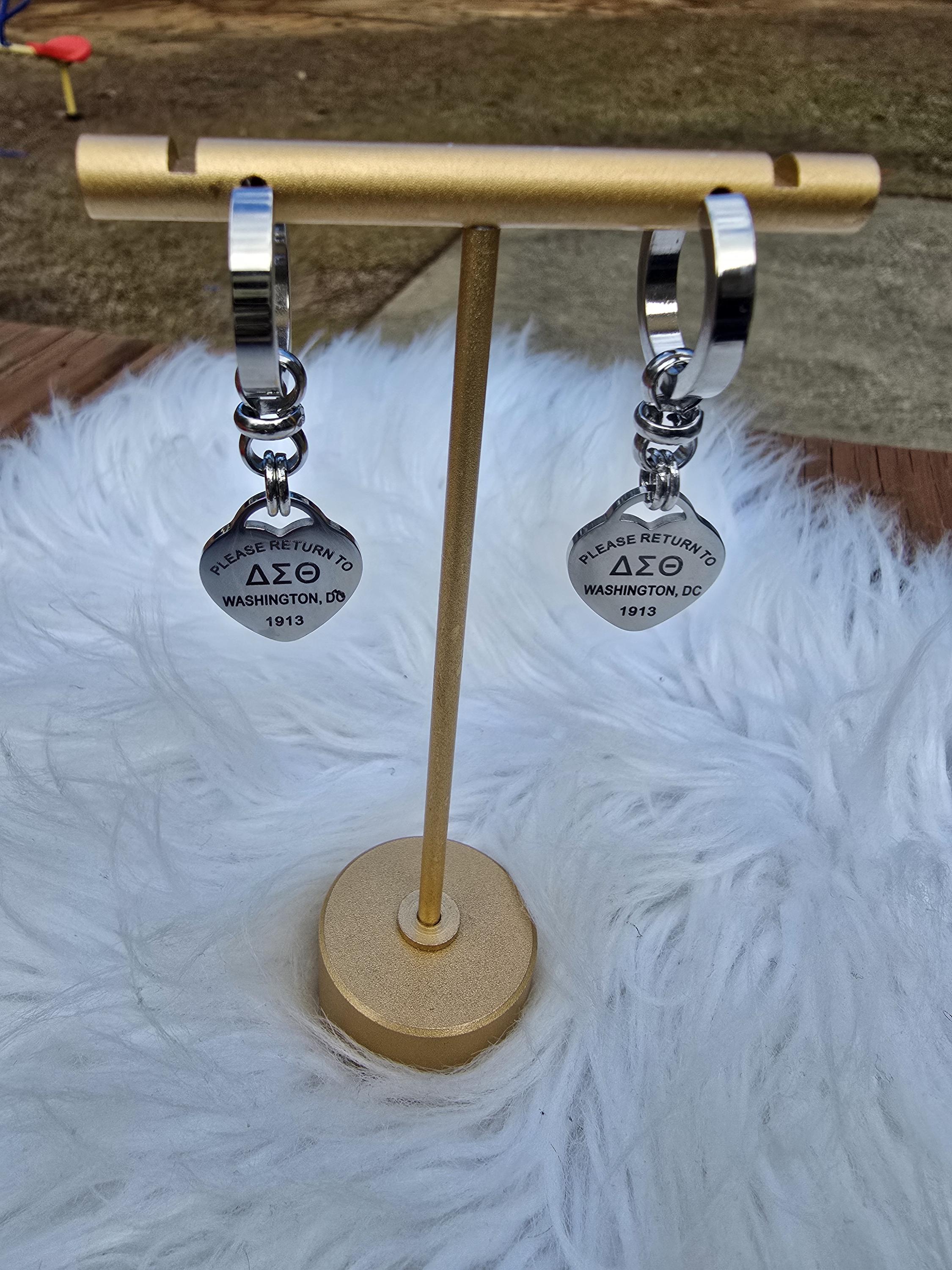 Delta Dangling Hoop Earrings - DST Earrings - Delta Sigma Theta ...