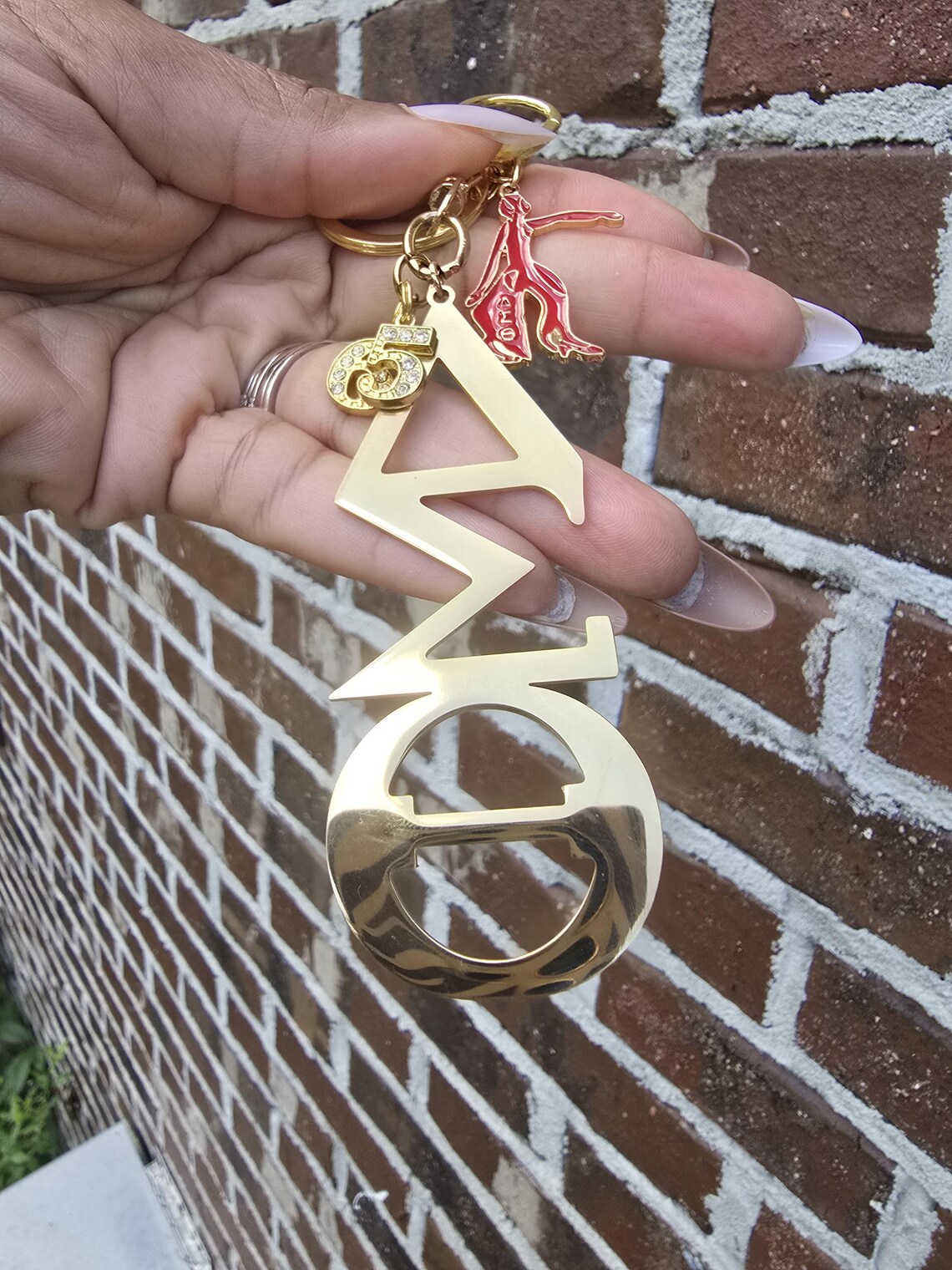 Large Delta Sigma Theta Handbag Charm/key Ring - Gold Delta Sigma Theta ...