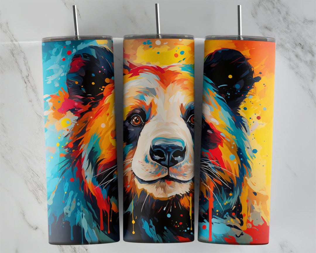 Cool Panda Bear Sublimation Design for 20oz Skinny Tumblers, PNG Vinyl ...
