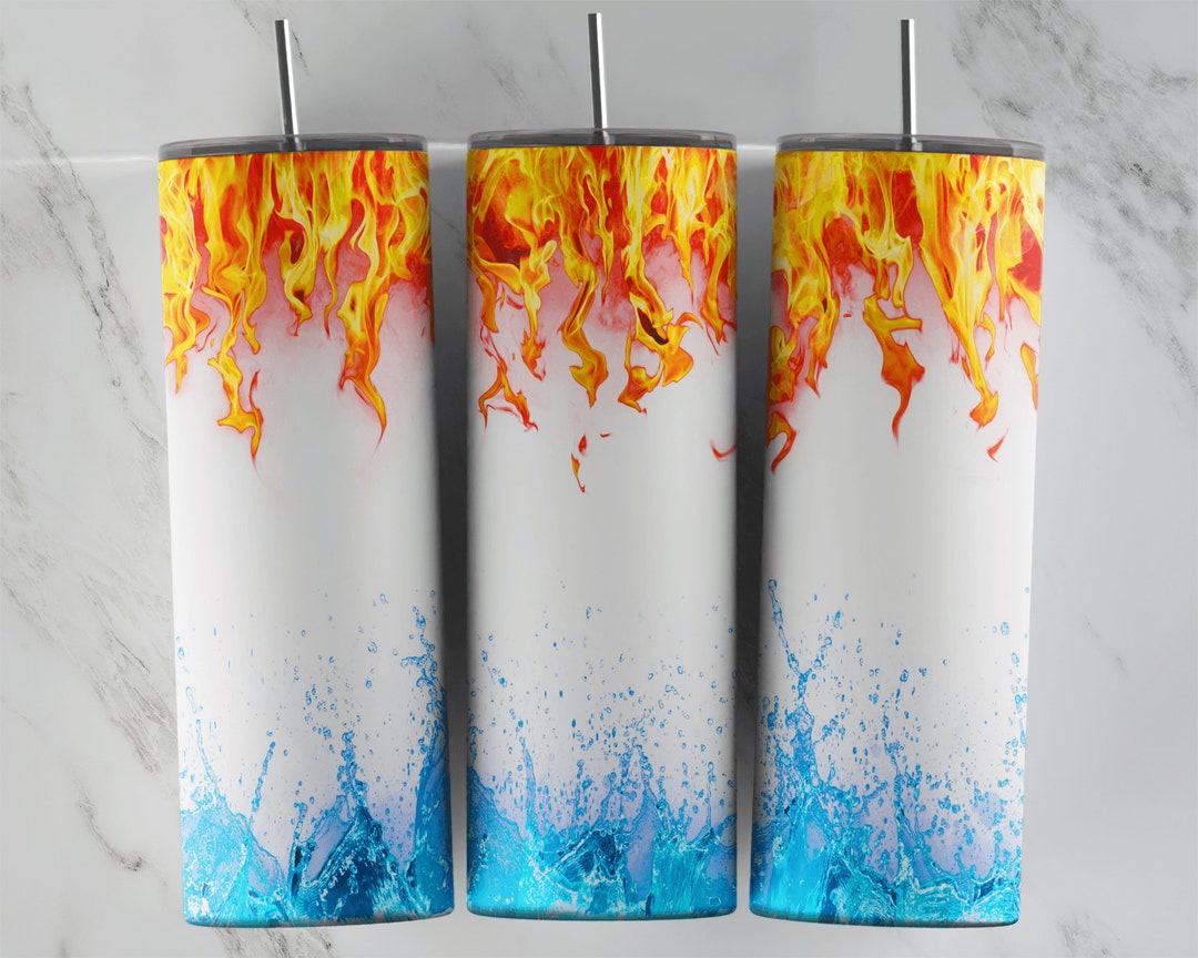 Fire & Water Sublimation Design, Great for 20oz Skinny Tumblers Can Be ...