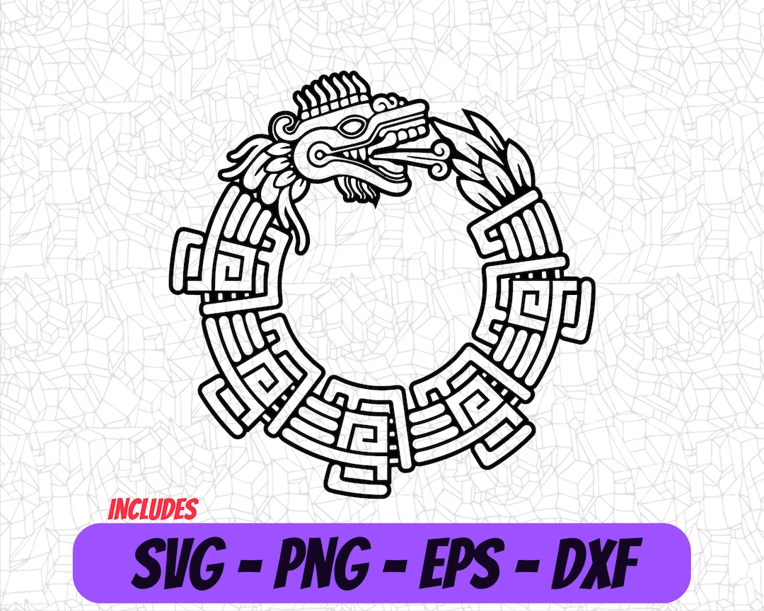 Aztec Dragon SVG Quetzalcoatl Clipart PNG Ancient Symbol Silhouette Eps ...