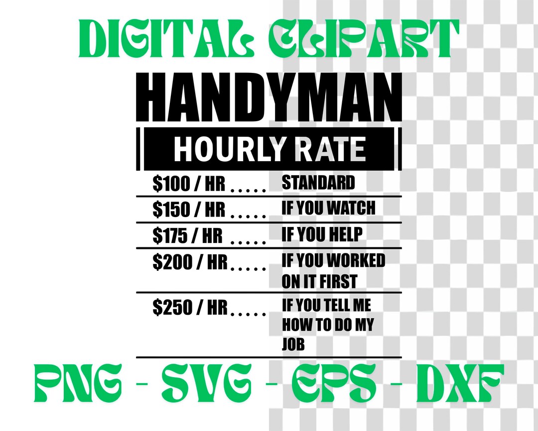 Handyman Svg Design Hourly Rate PNG Clipart, Eps, Dxf Files Cut Files ...