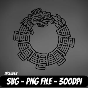 Aztec Dragon SVG Quetzalcoatl Clipart PNG Ancient Symbol Silhouette Eps ...