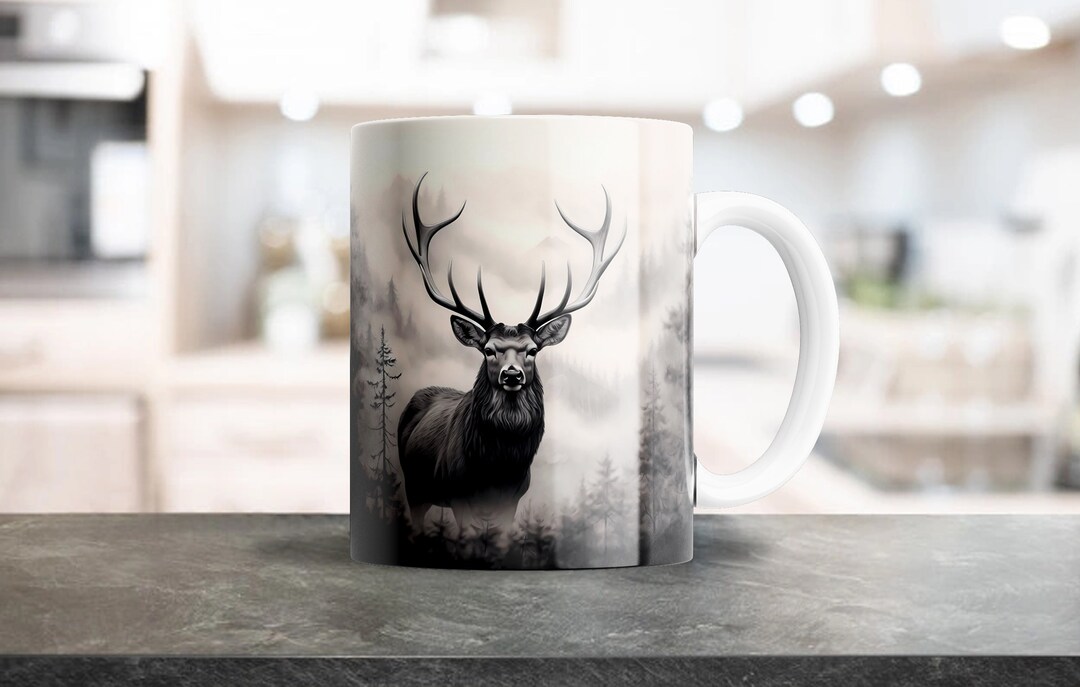 Deer Sublimation Design for 12oz Coffee Mugs, Mug Template, Mug Design ...