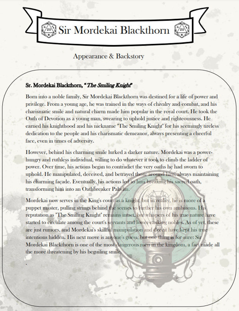 5-pack of Npcs With Stat Blocks, Backstories, Quest Lines, Rewards, and ...