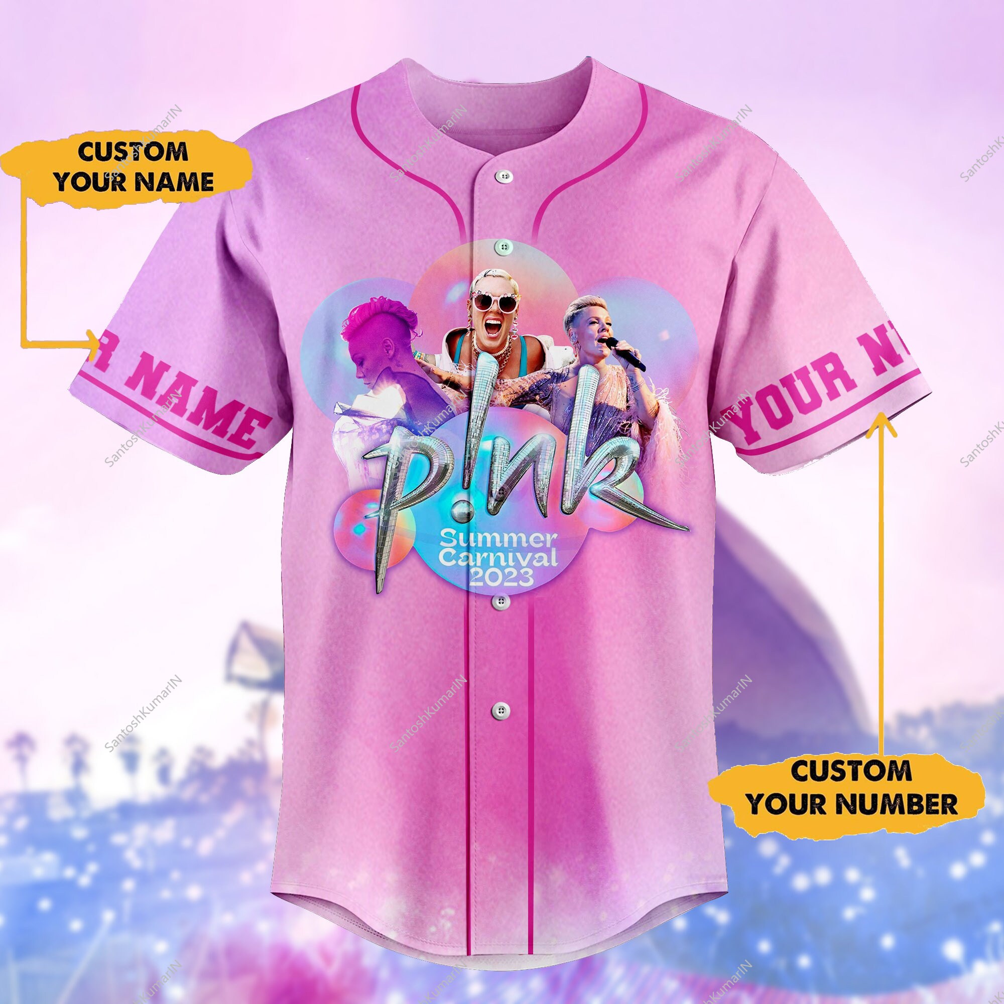 P!nk Summer Carnival 2023 Personalized Adult Baseball Jersey, Trustfall ...