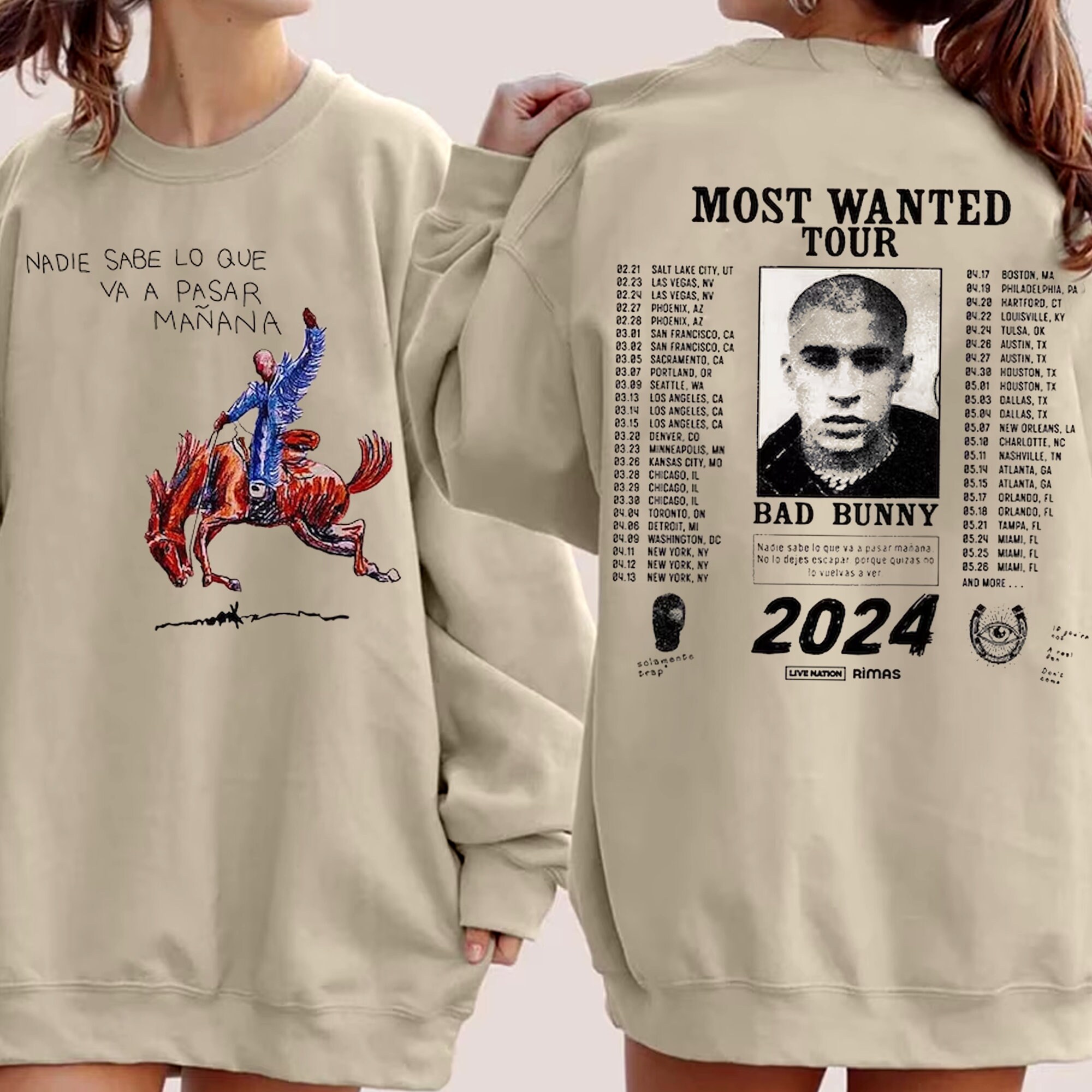 Bad Bunny Most Wanted Tour Fechas 2024 Camisa Nadie Sabe Lo - Etsy España