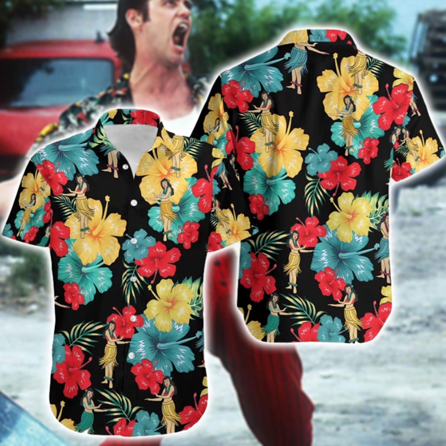 Jim Carrey in Ace Ventura Hawaiian Shirt Jim Carrey Button up - Etsy