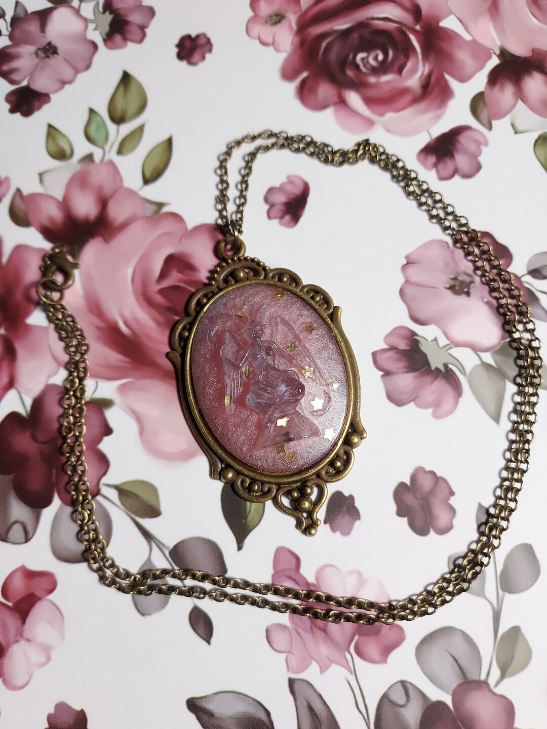 Starry Pink Baphomet Cameo Necklace - Etsy