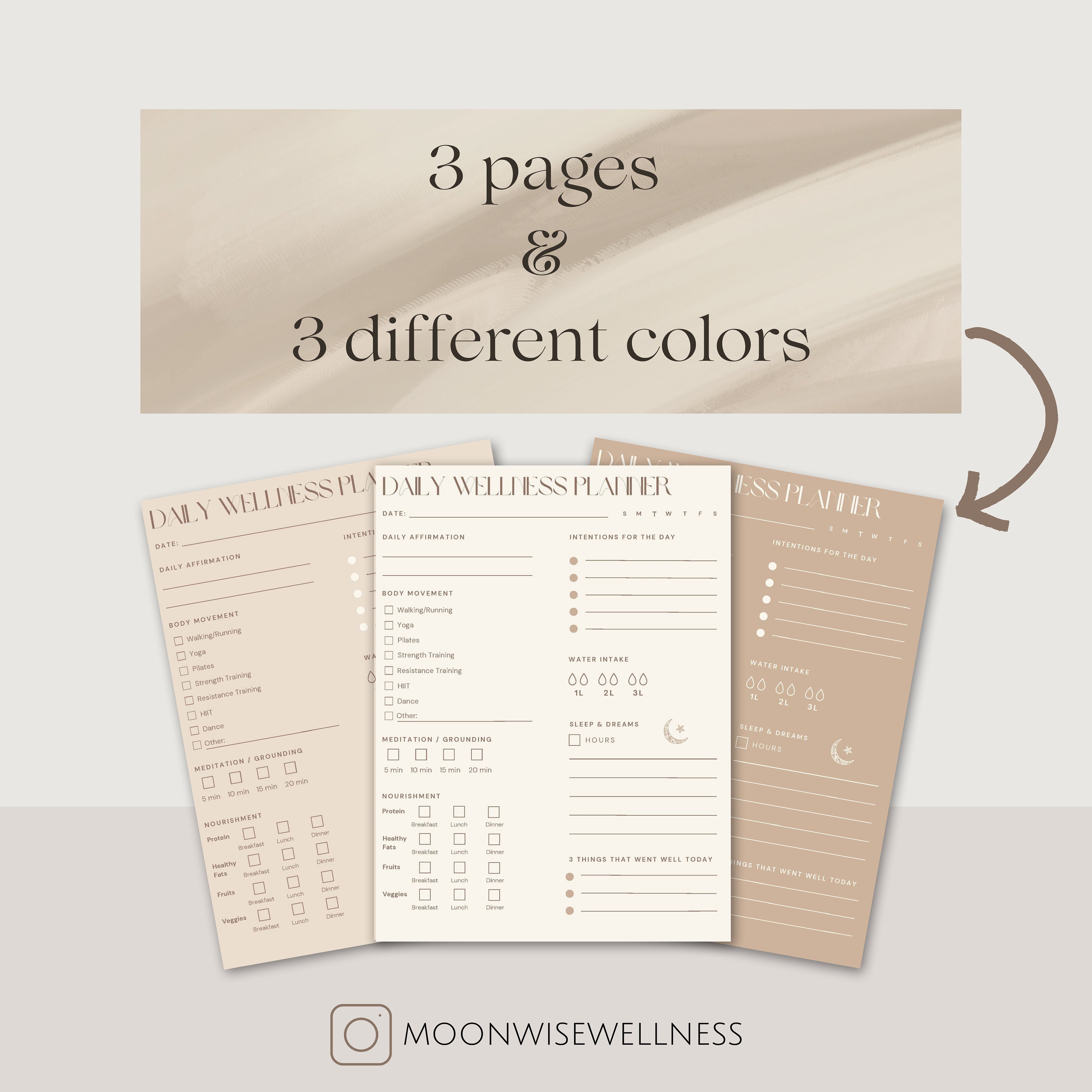 Daily Wellness Planner Printable Planner Meditation Dream Journal ...