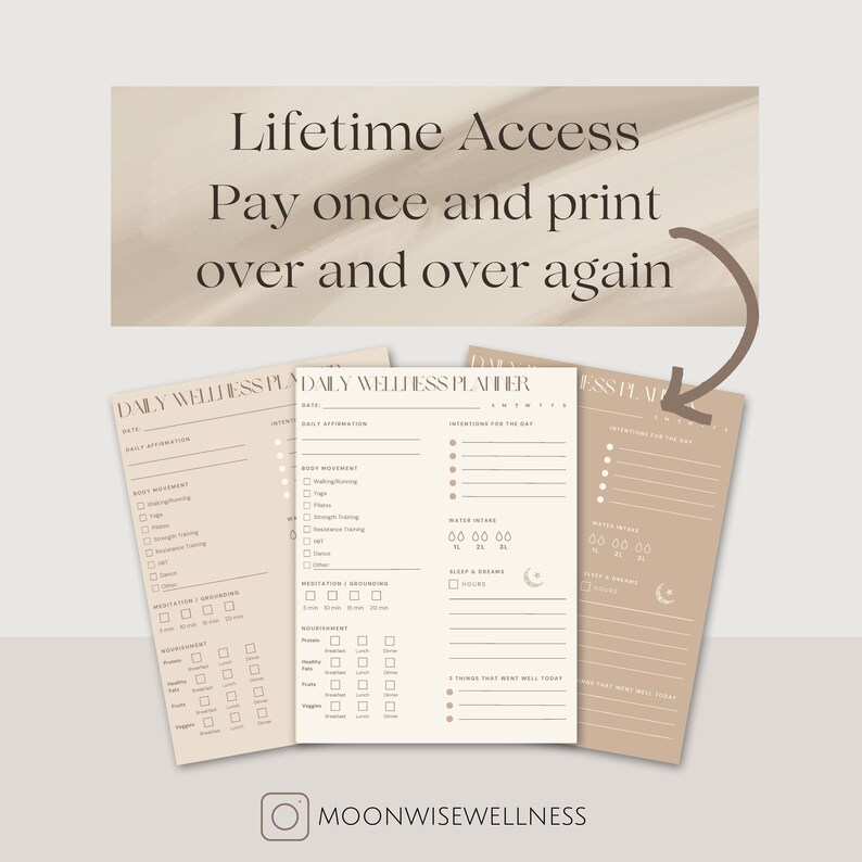 Daily Wellness Planner Printable Planner Meditation Dream Journal ...
