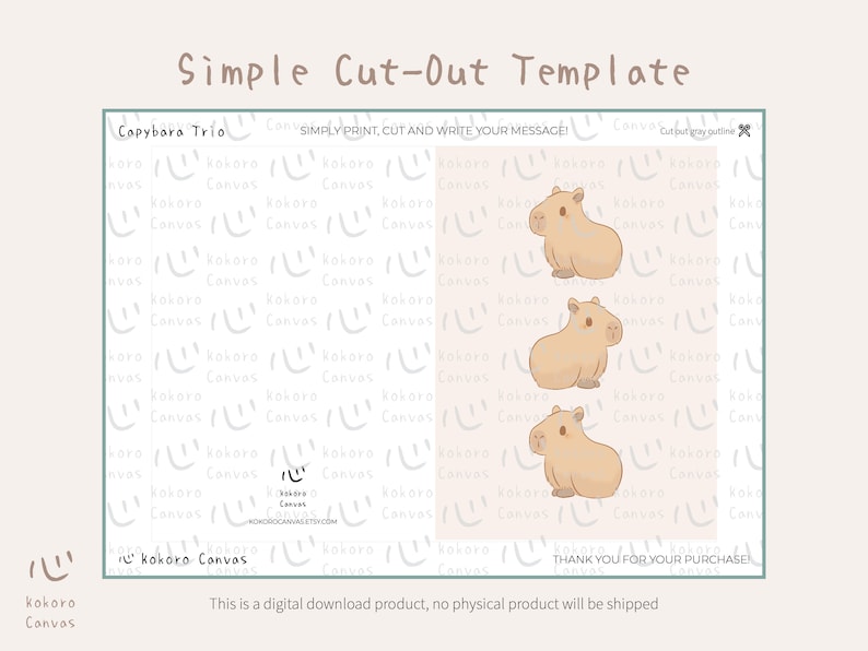 Capybara Card Digital Download Capybara Greeting Card Capy - Etsy