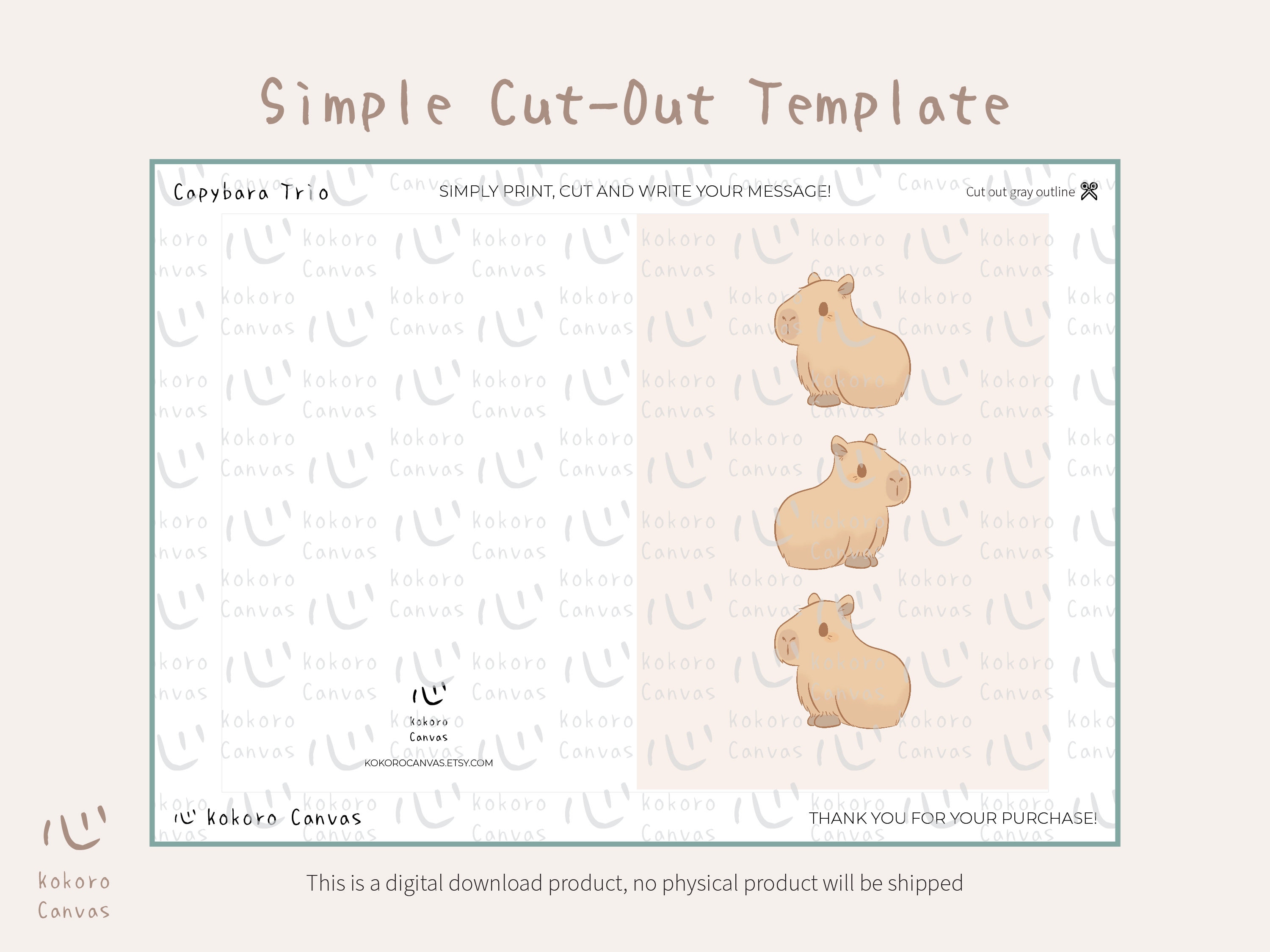 Capybara Card Digital Download Capybara Greeting Card Capy - Etsy