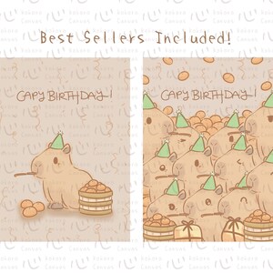 Capybara Card Bundle Digital Download Capybara Birthday Card Capybara ...