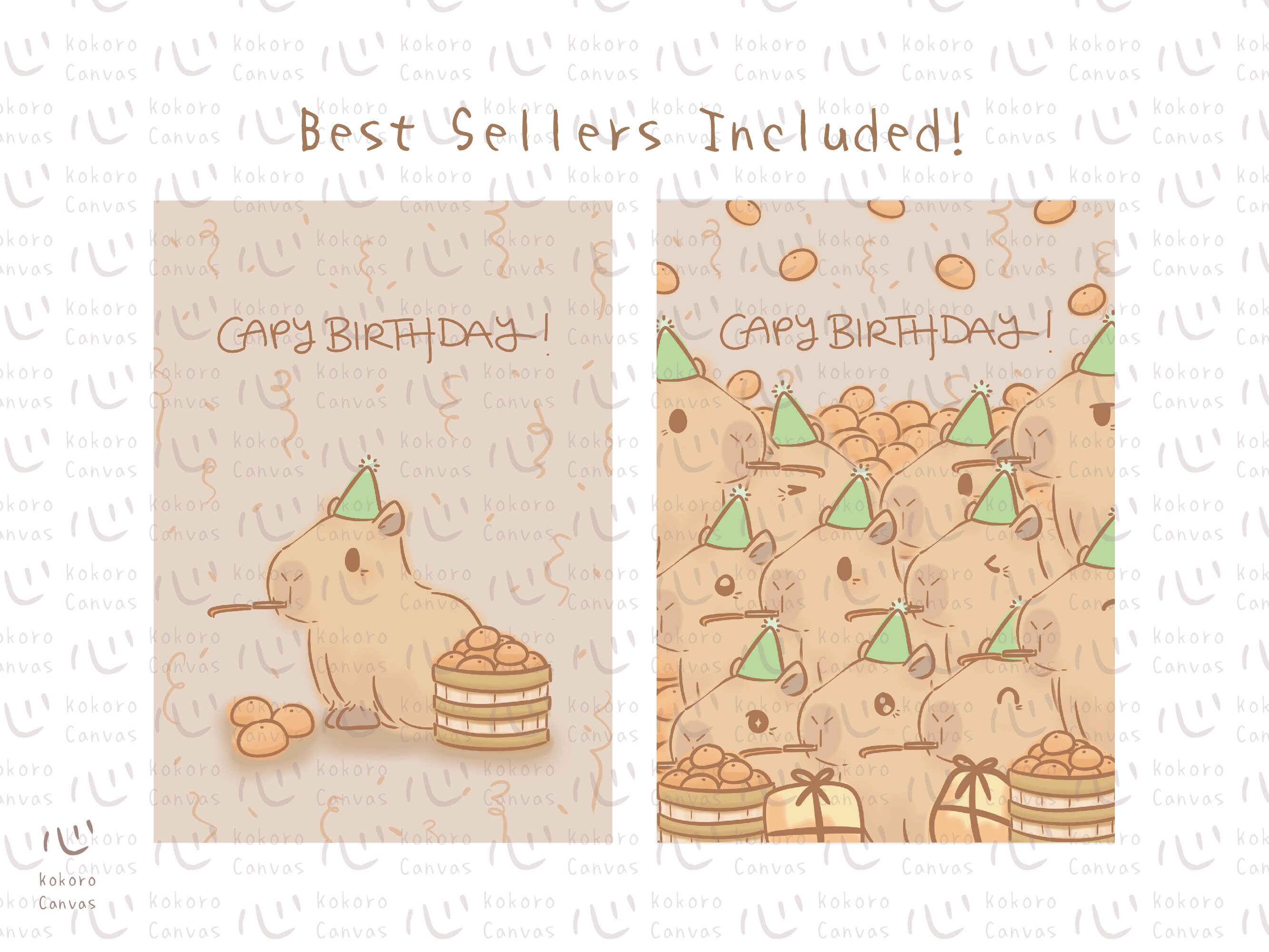 Capybara Card Bundle Digital Download Capybara Birthday Card Capybara ...