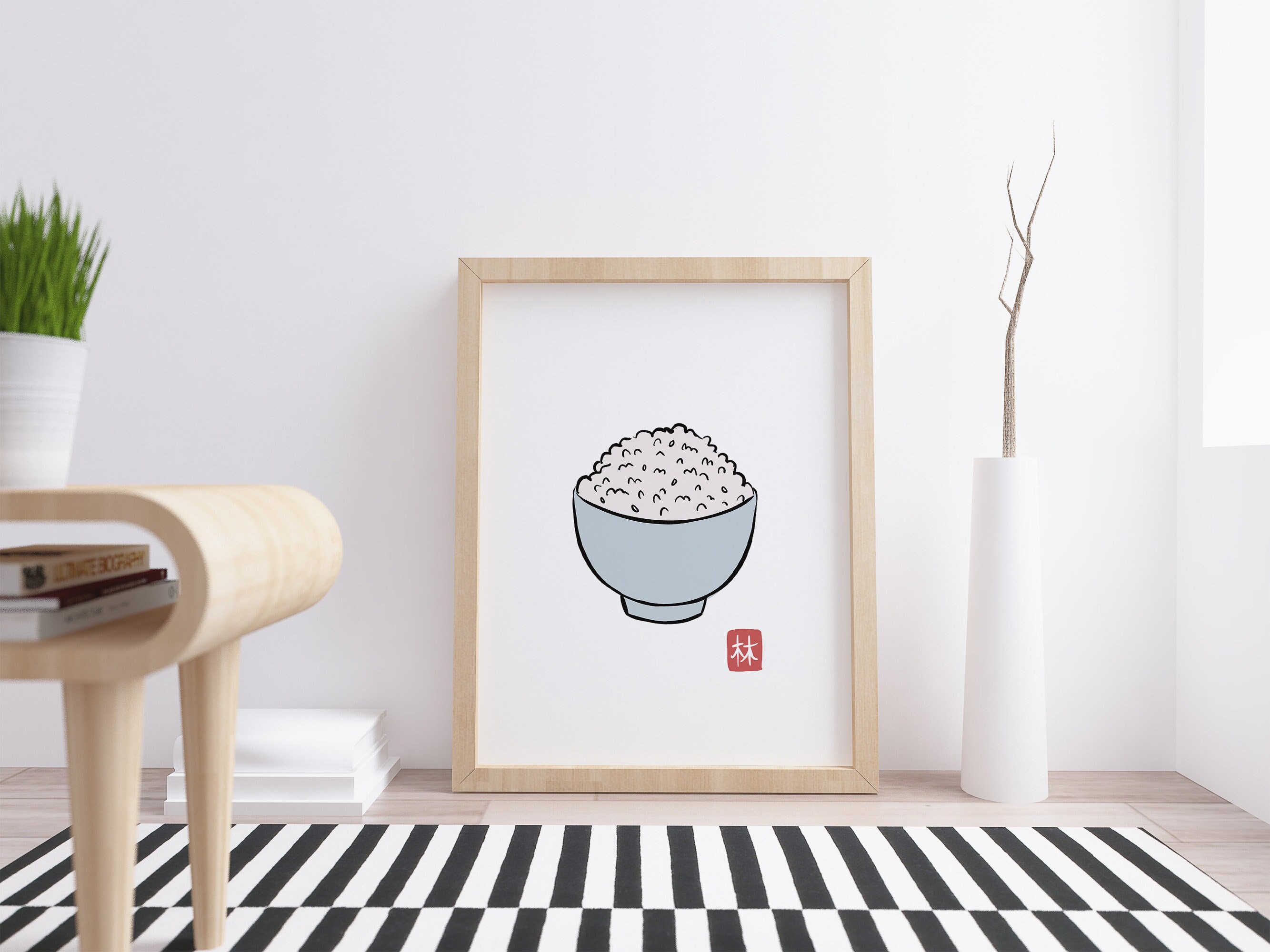 Minimalist Rice Print Art Simple Kitchen Prints Asian Food - Etsy