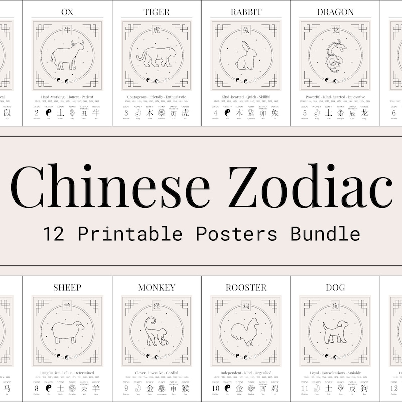 Chinese Zodiac Art - Etsy
