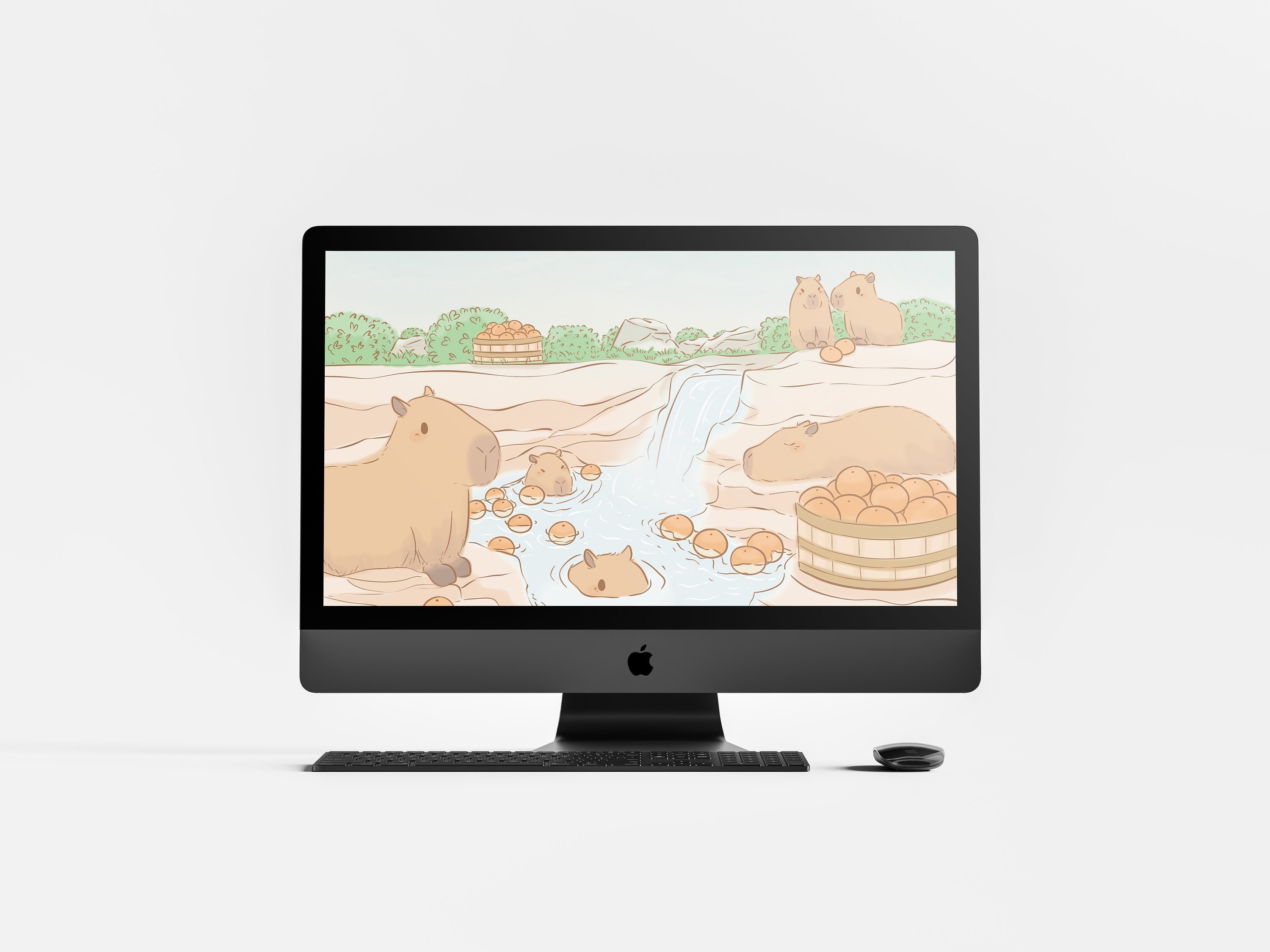 Cute Capybara Computer Wallpaper Digital Download Capybara Mandarin ...