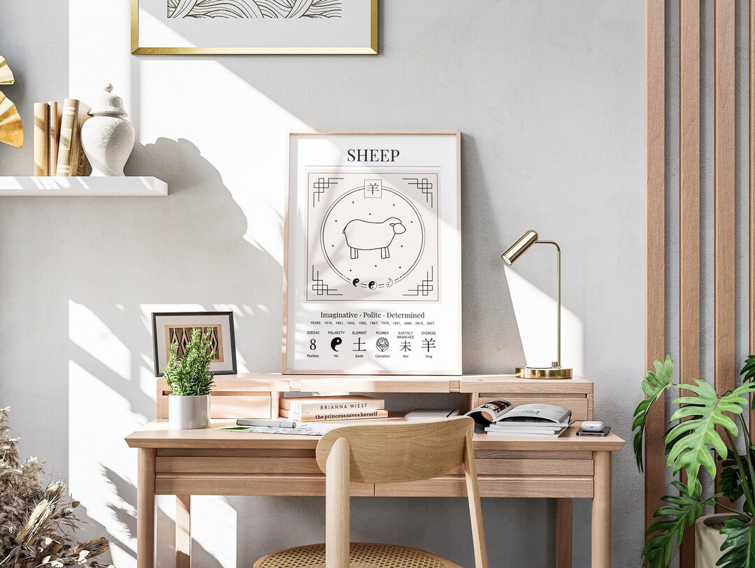 Year of the Sheep Chinese Zodiac Print Sheep Poster Zodiac Boho Wall ...