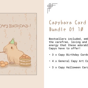 Capybara Card Bundle Digital Download Capybara Birthday Card Capybara ...