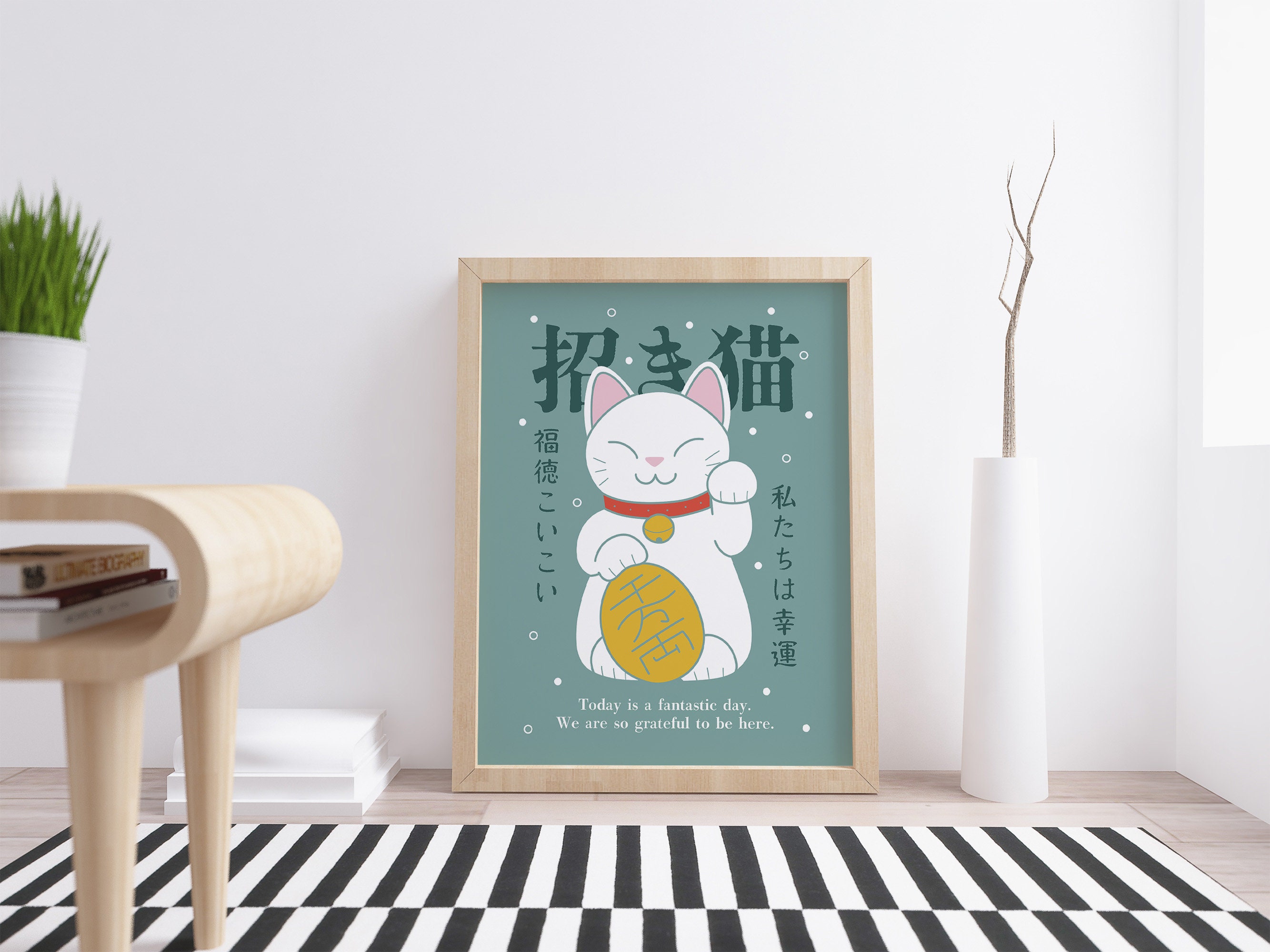 Japanese Lucky Cat Print Lucky Cat Wall Art Japanese Retro - Etsy