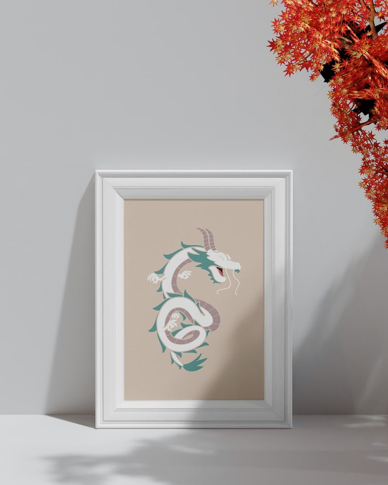 Minimalist Chinese Dragon Printable Art Digital Download Anime - Etsy
