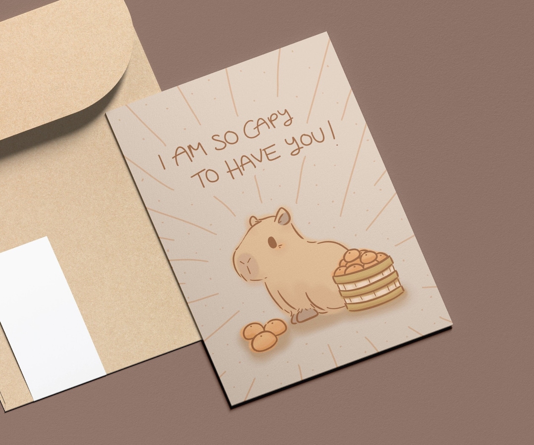 Capybara Card Printable Card Capybara Gratitude Card Greeting Card Cute ...