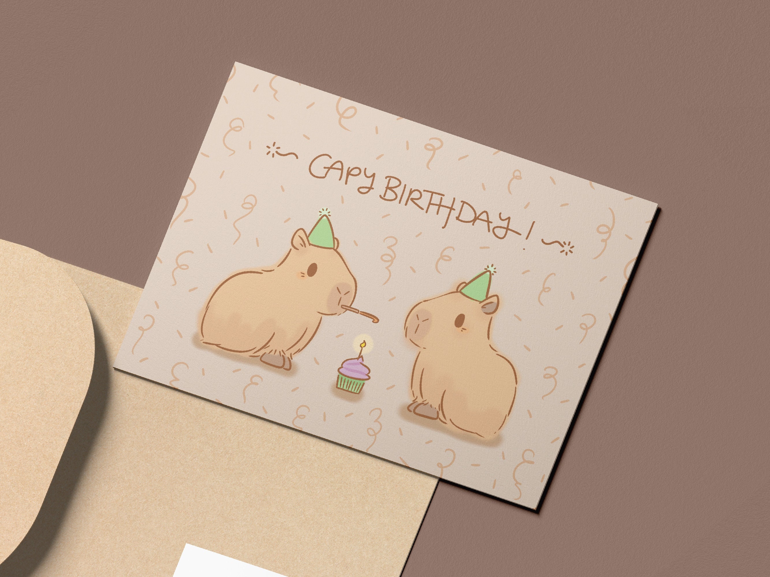 Capybara Birthday Card Digital Download Capy Birthday Greeting Card ...