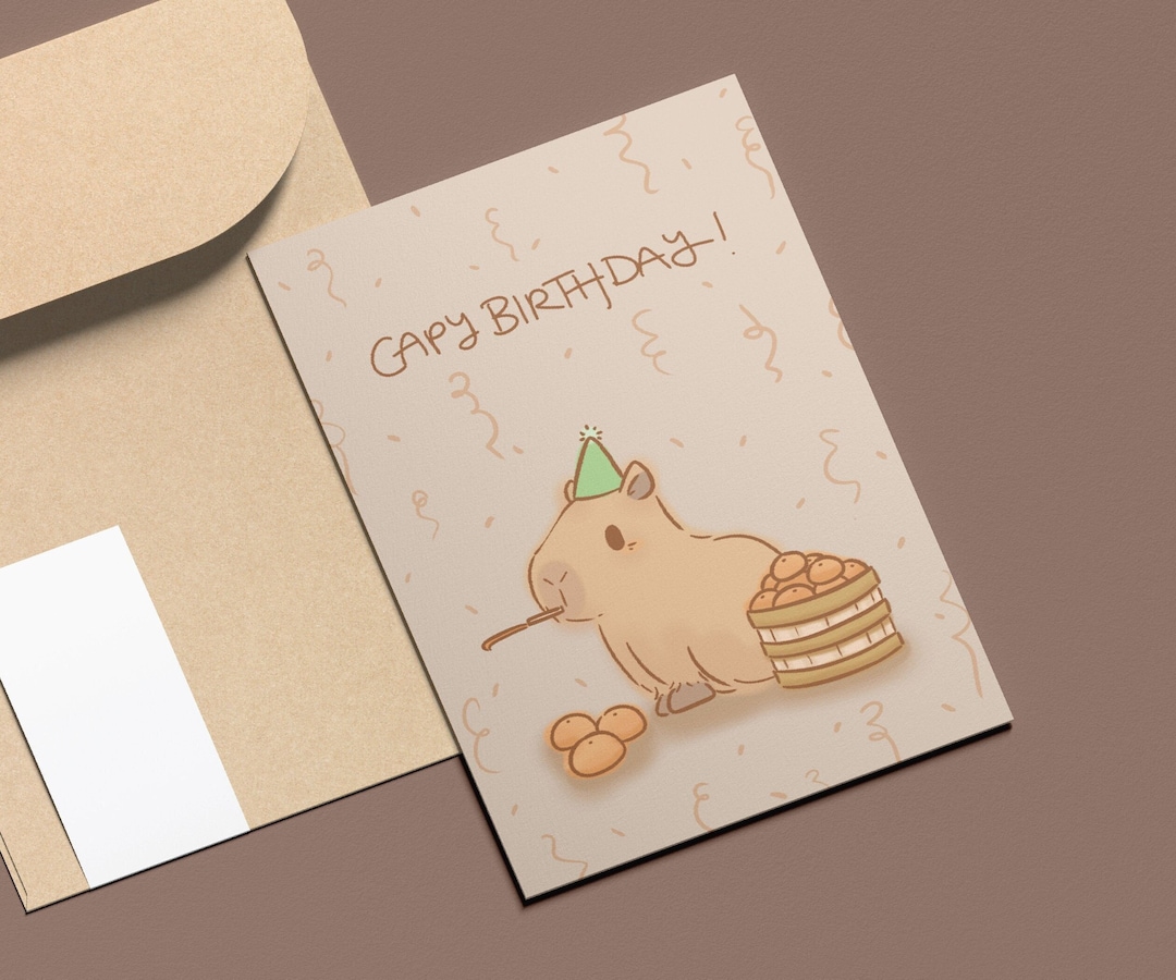 Capybara Birthday Card Digital Download Capy Birthday Greeting Card ...