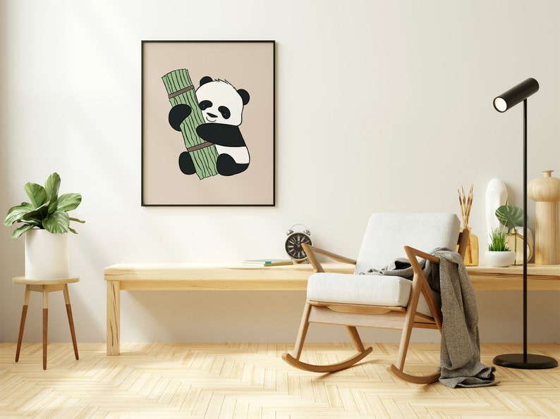 Panda Hugging Bamboo Printable Cute Panda Art Panda Print Zen - Etsy
