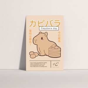 Capybara Poster Printable Wall Art Japanese Retro Art Poster Capybara ...