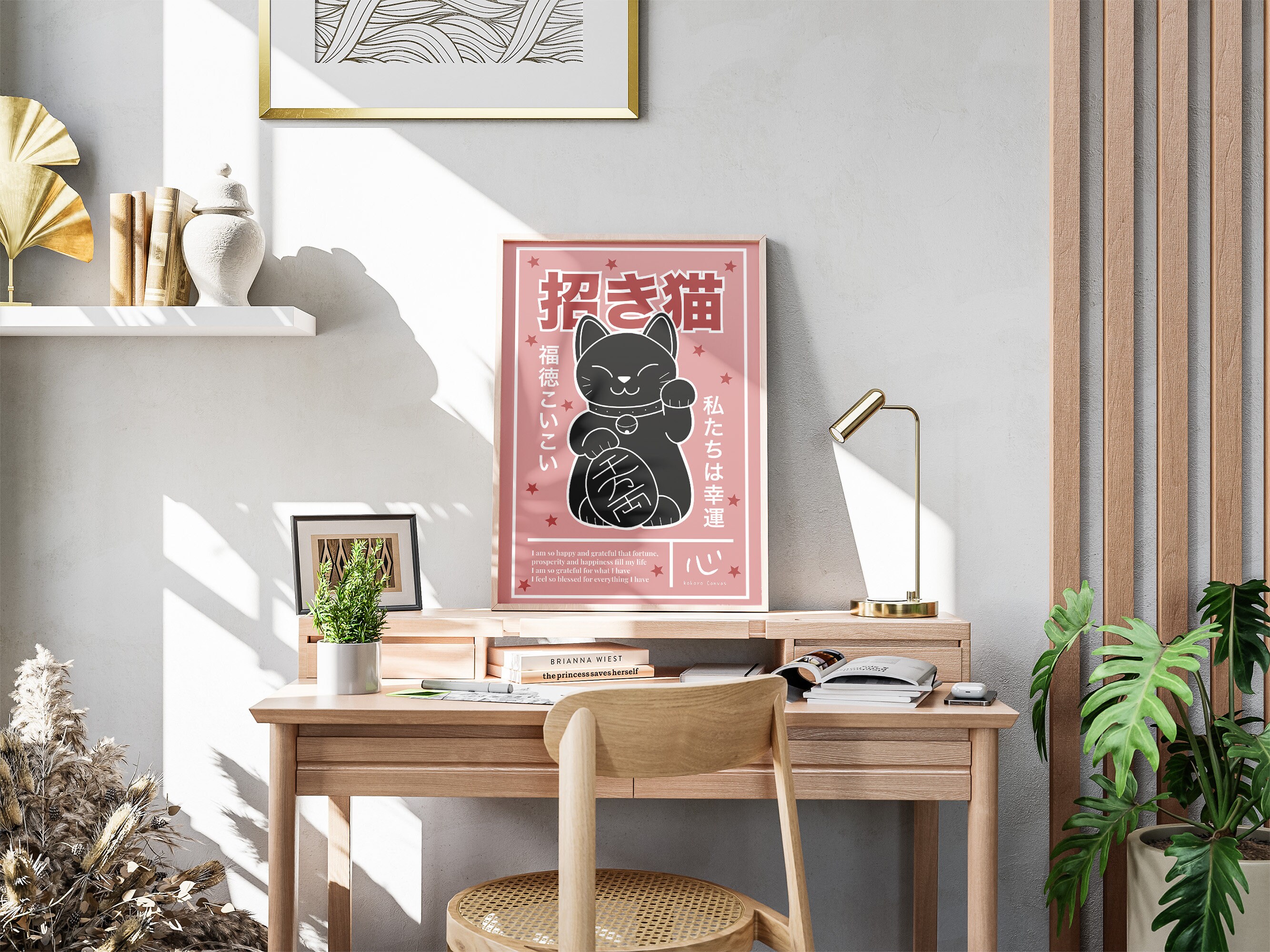 Lucky Cat Poster Japanese Retro Poster Print Japanese Aesthetic Modern ...