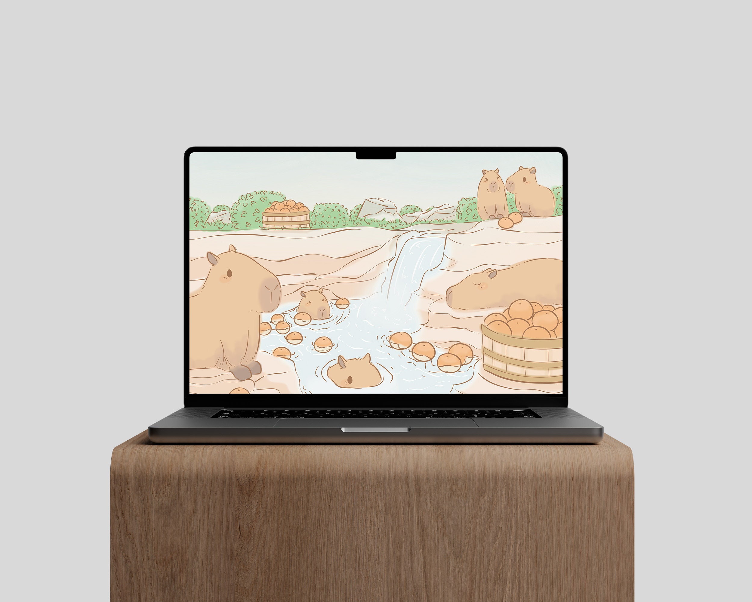 Cute Capybara Computer Wallpaper Digital Download Capybara Mandarin ...