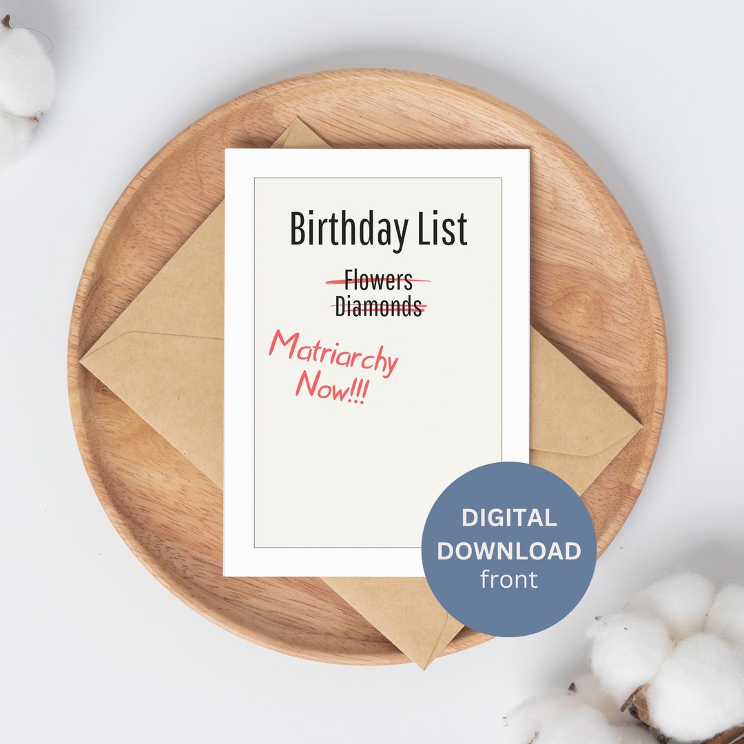 Matriarchy Now Happy Birthday Printable Card, Digital Download, Bday ...