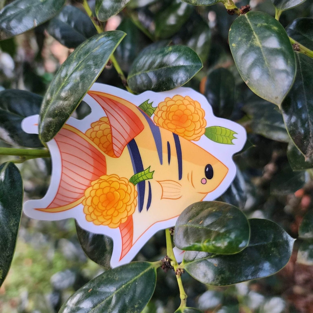 Angelfish Flower Vinyl Sticker - Etsy