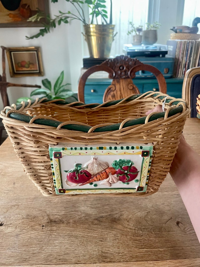 Vintage Wicker Vegetable Basket - Etsy