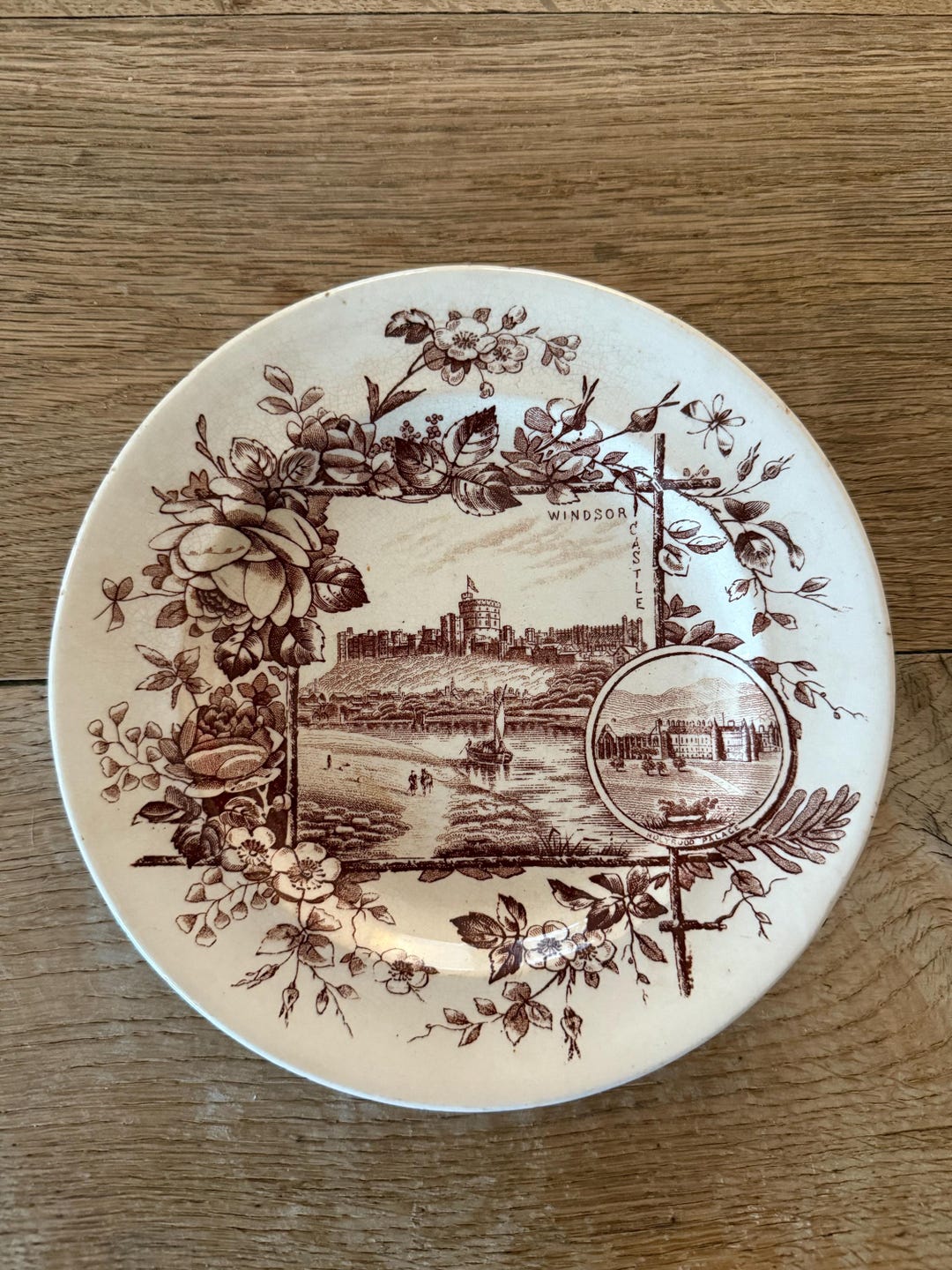 Antique English Brown Transferware Plate Windsor Castle Circa Late ...