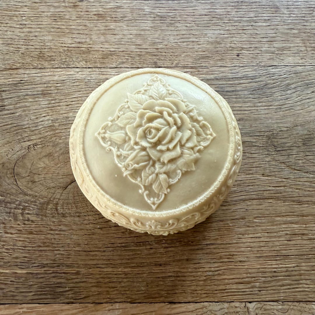 Vintage Italian Alabaster Resin Rose Trinket Box - Etsy