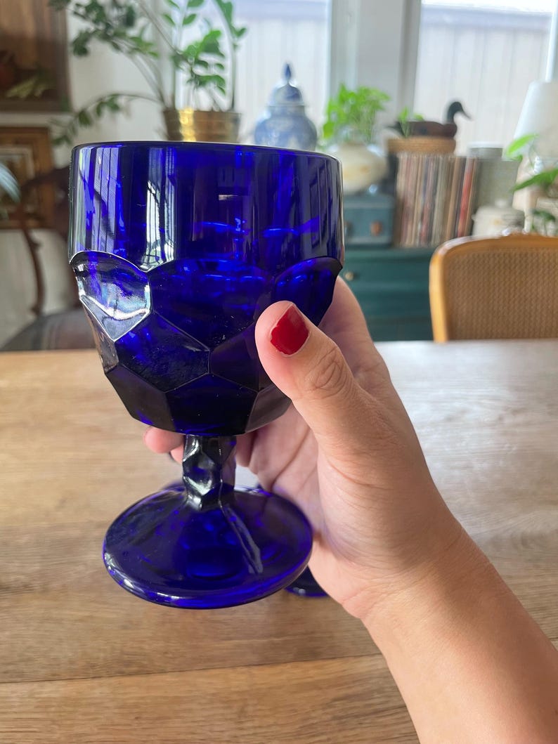 Vintage Viking Georgian Cobalt Blue Glass Wine Goblets - Etsy