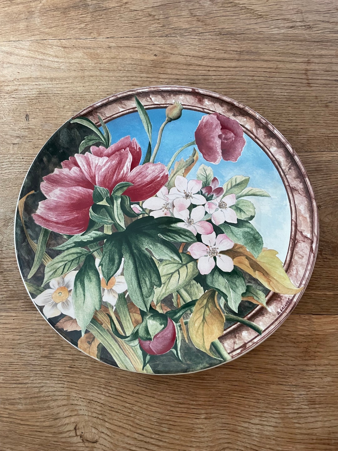 Rare Gien France “volupte” Cake Plate and Dessert Plate Set of 6 in Box ...