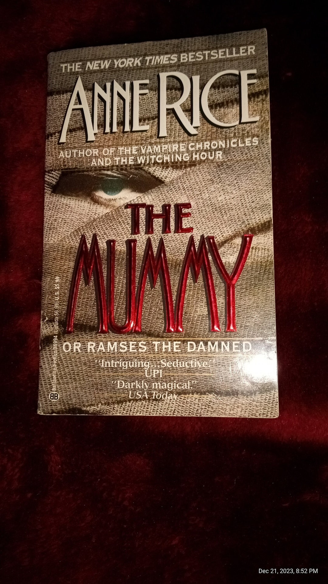 The Mummy Book by Anne Rice Horror Books - Etsy